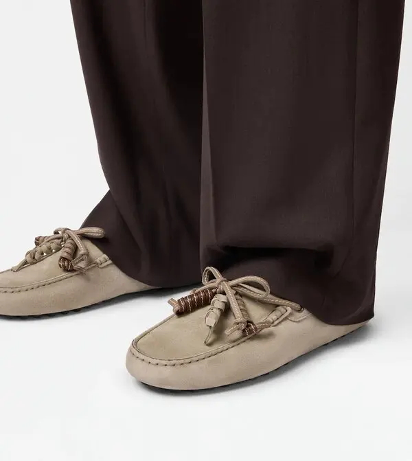 TOD'S Suede Gommino Loafers - Beige