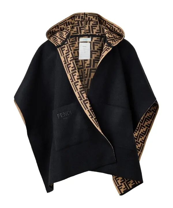 Fendi Reversible Hooded Cape - Black