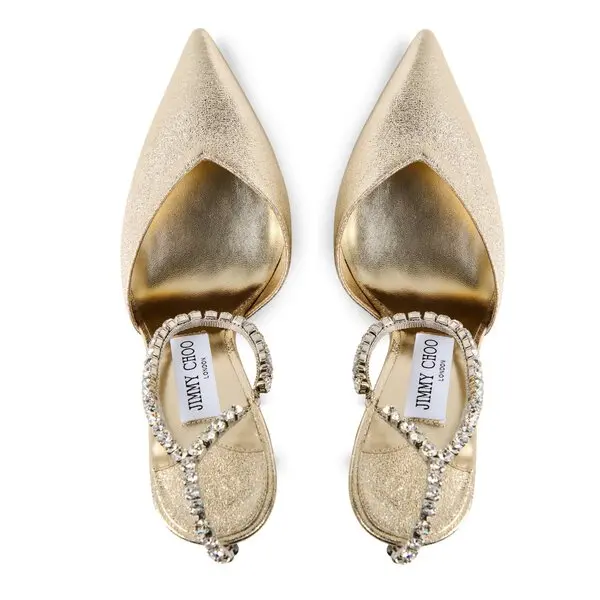 JIMMY CHOO Saeda 100 Crystal Embellished Satin Pumps