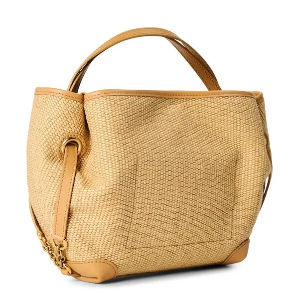 Chloé Raffia Shoulder Bag With Leather Trim