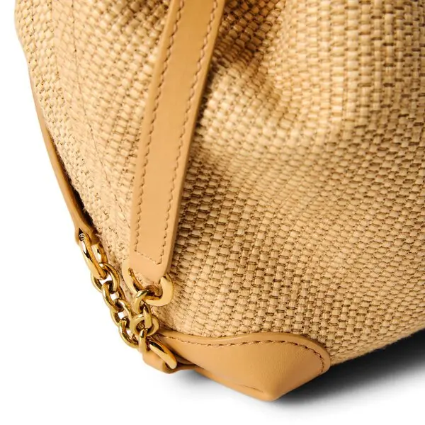 Chloé Raffia Shoulder Bag With Leather Trim