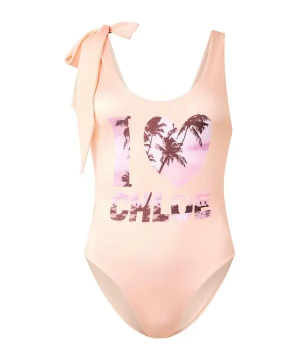 Chloé One-piece Printed Swimsuit With Scoop Neck - Pink