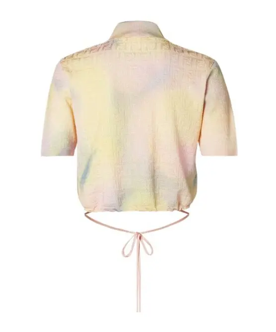Fendi Short Sleeve Polo Sweater With Tie Detail