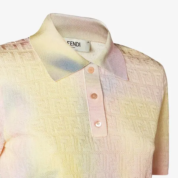 Fendi Short Sleeve Polo Sweater With Tie Detail
