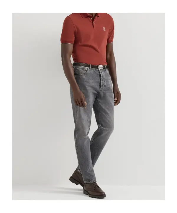 Brunello Cucinelli Greyscale Denim Leisure-fit Five-pocket Trousers - Medium Gray