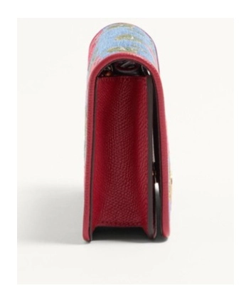 Valentino Garavani Vlogo Signature Mini Shoulder Bag In Denim With Cherryfic Embroidery