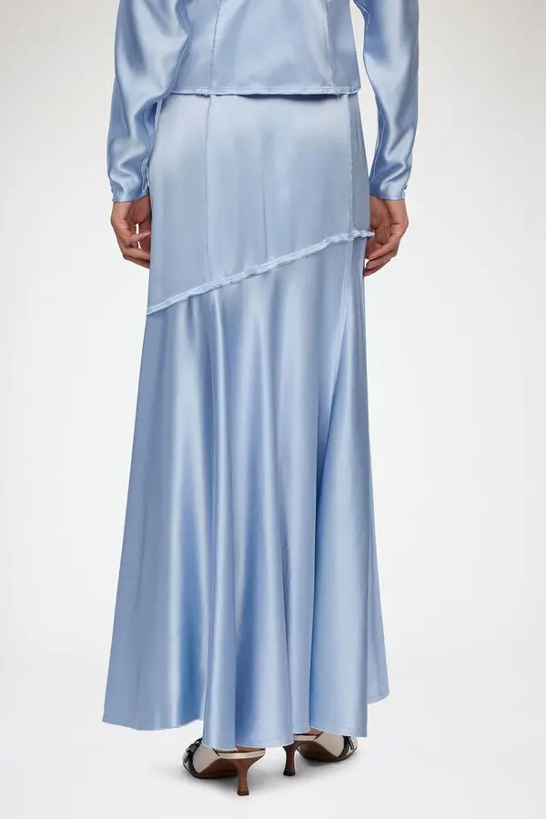GANNI Long Skirt In Blue Satin