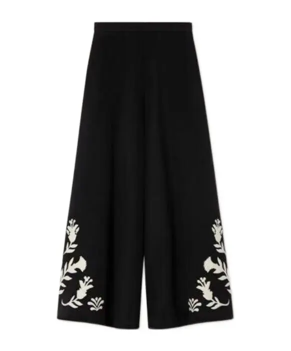 Loro Piana Frank Embroidered Wide Leg Pants
