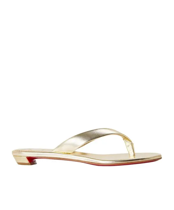 CHRISTIAN LOUBOUTIN Leather Thong Sandals - Nude