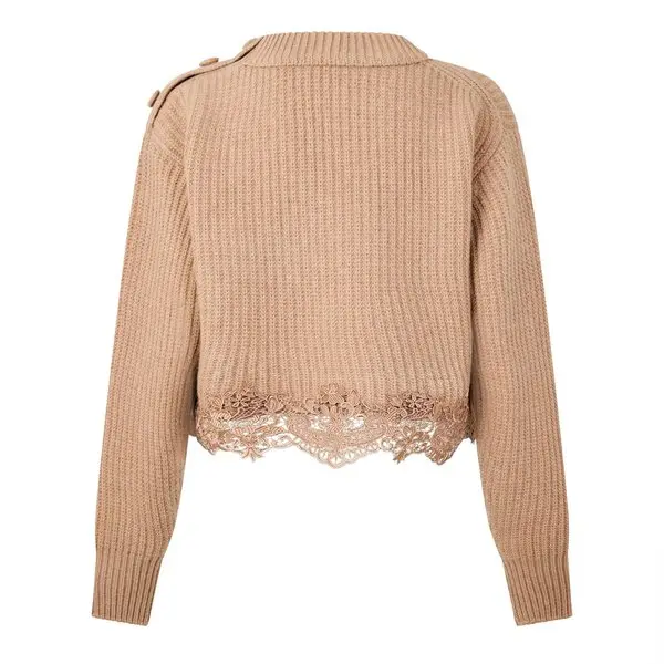 Chloé Mp18 Cable Knit Jumper With Lace Trim