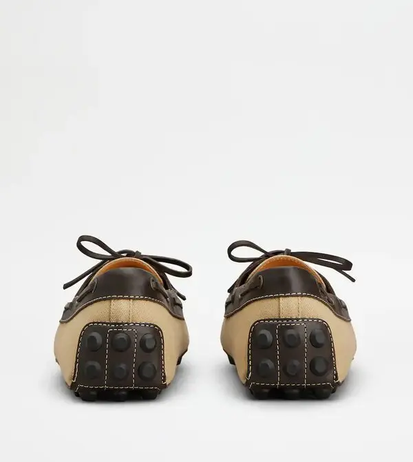 TOD'S Boat Bubble Gommino Loafers In Canvas And Leather