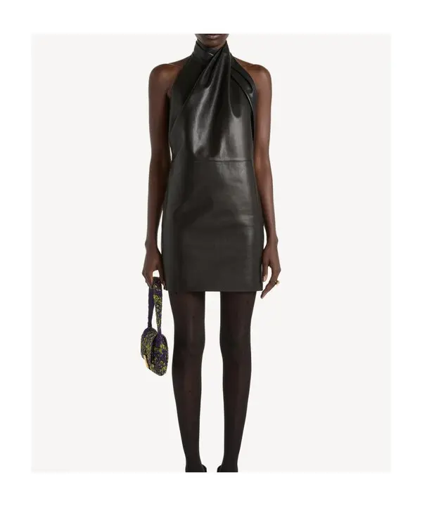 Balmain Lambskin Open-back Dress