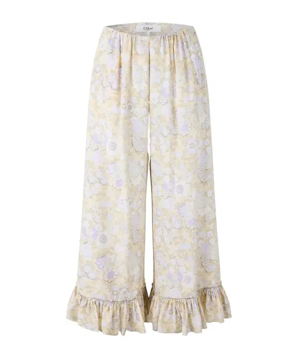 Chloé Pa29 Wide Leg Trousers With Ruffle Hem