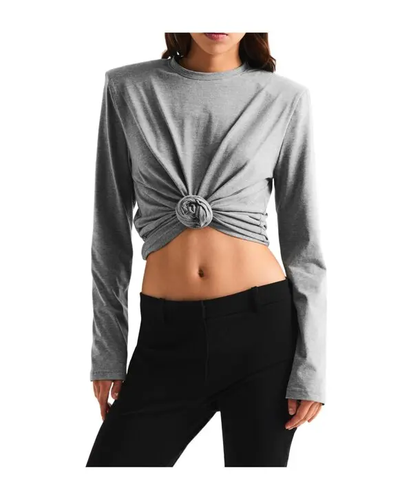 Magda Butrym Long Sleeve Blouse With Knot Detailing - Gray