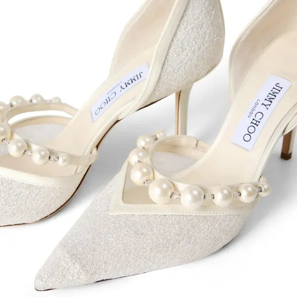 JIMMY CHOO Aurelie 85 Pumps With Pearl And Crystal Embellishments