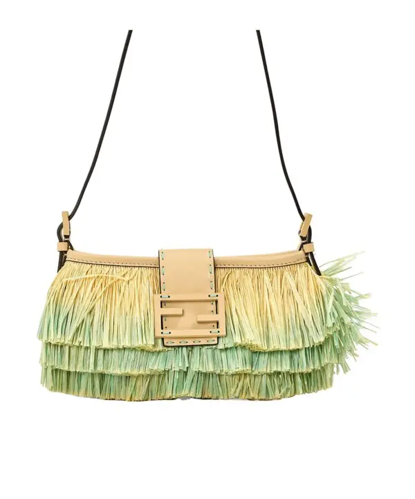 Fendi Woven Shoulder Bag With Fringe Detail - No