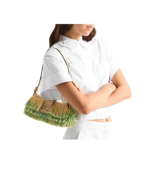 Fendi Woven Shoulder Bag With Fringe Detail - No