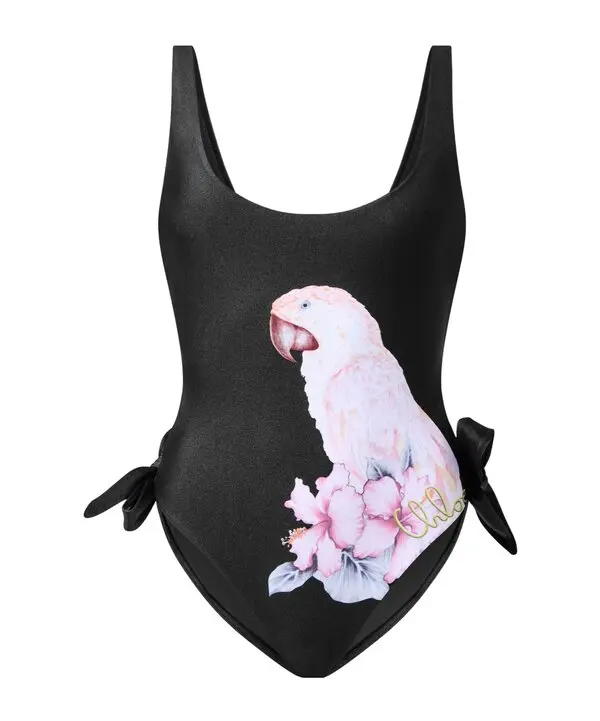 Chloé Printed Neck Swimsuit - Black
