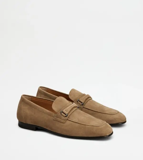 TOD'S Suede Slip-on Loafers With Buckle Detail