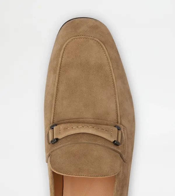 TOD'S Suede Slip-on Loafers With Buckle Detail