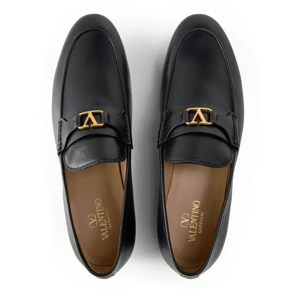 Valentino Garavani Leather Loafers With Gold Accent