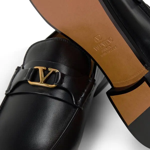 Valentino Garavani Leather Loafers With Gold Accent