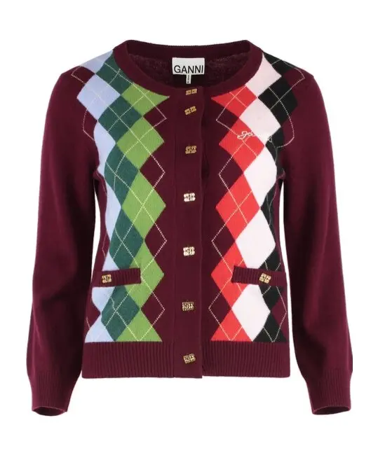 GANNI Argyle Knit Cardigan
