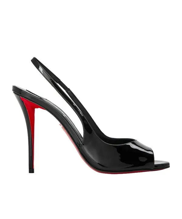 CHRISTIAN LOUBOUTIN Patent Leather Peep-toe Slingback Pumps - Black