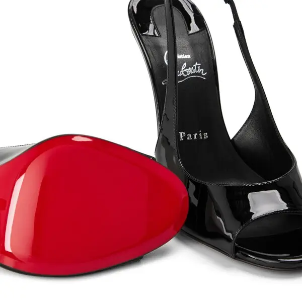 CHRISTIAN LOUBOUTIN Patent Leather Peep-toe Slingback Pumps - Black