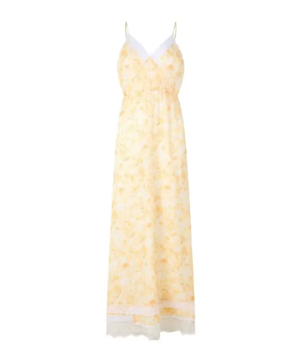 Magda Butrym Maxi Dress With Floral Print And Lace Trim