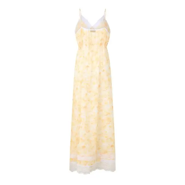 Magda Butrym Maxi Dress With Floral Print And Lace Trim