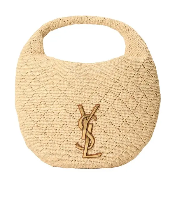 Saint Laurent Light Beige Diamond Woven Handbag - No