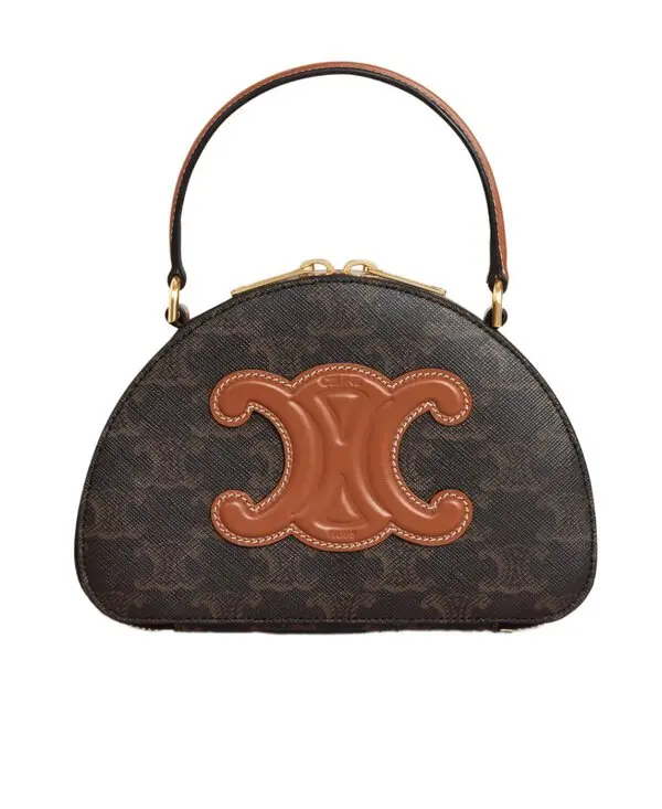 Celine Half Moon Case Cuir Triomphe In Triomphe Canvas And Calfskin