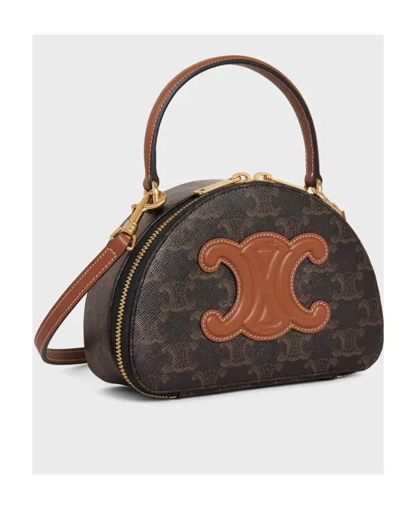 Celine Half Moon Case Cuir Triomphe In Triomphe Canvas And Calfskin