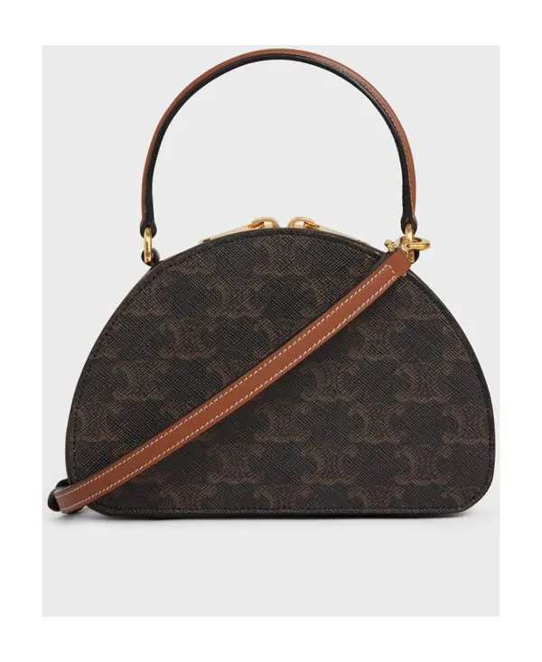 Celine Half Moon Case Cuir Triomphe In Triomphe Canvas And Calfskin