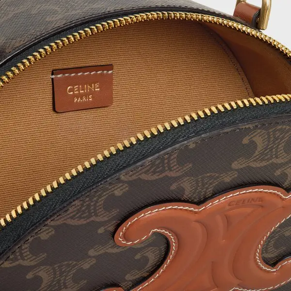 Celine Half Moon Case Cuir Triomphe In Triomphe Canvas And Calfskin