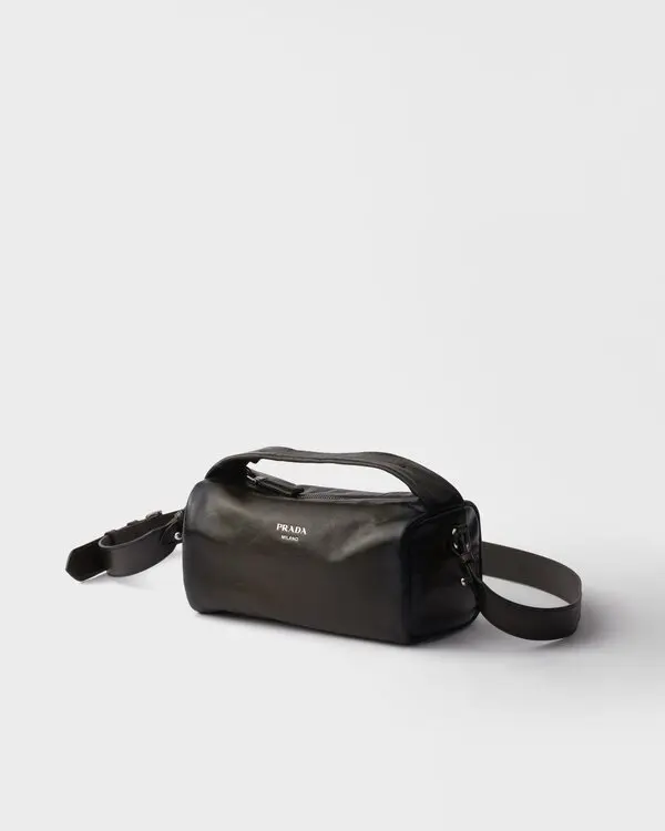 Prada Antiqued Leather Shoulder Bag - Black