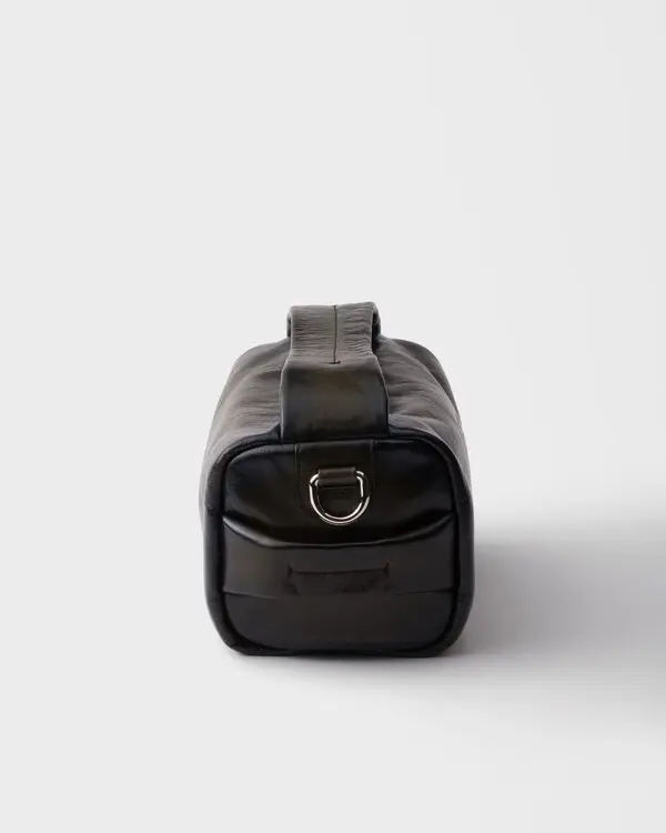 Prada Antiqued Leather Shoulder Bag - Black