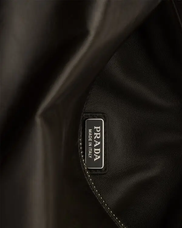 Prada Antiqued Leather Shoulder Bag - Black