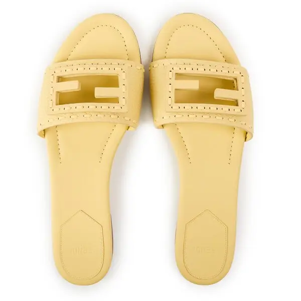 Fendi Flat Slides With Embossed Logo Detailing