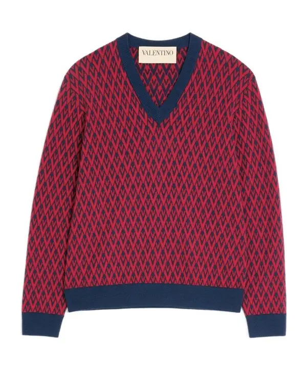 Valentino Garavani V-neck All-over Patterned Jumper