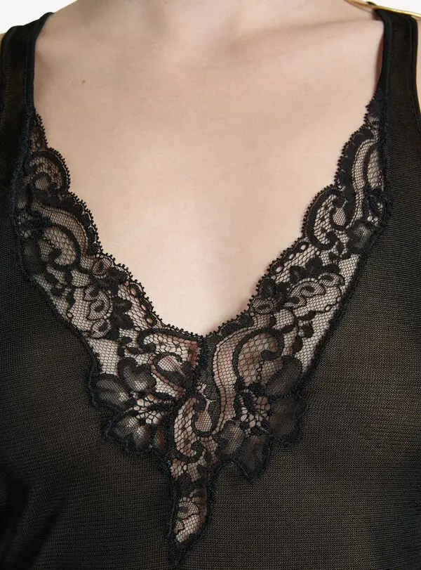 Balmain Knit Vest Top With Lace