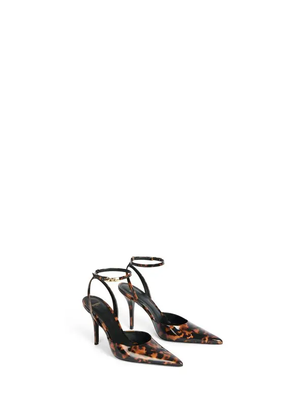 Balmain Printed Patent Leather Strappy Pumps