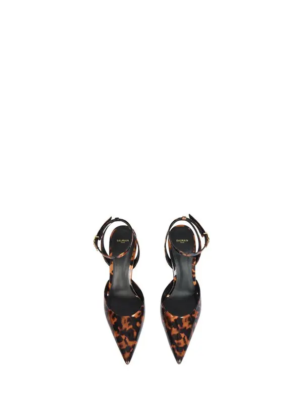Balmain Printed Patent Leather Strappy Pumps