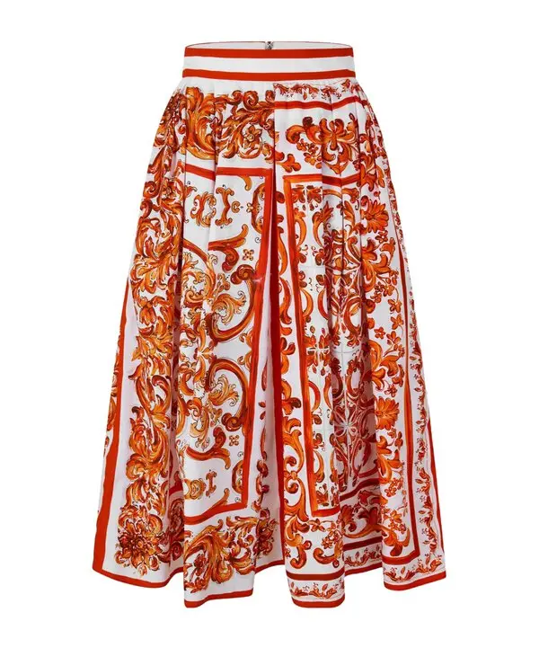 Dolce & Gabbana Printed Pleated Midi Skirt