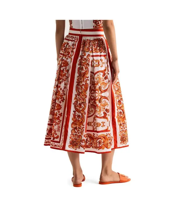 Dolce & Gabbana Printed Pleated Midi Skirt