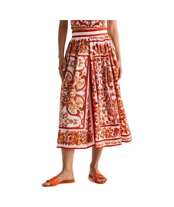 Dolce & Gabbana Printed Pleated Midi Skirt