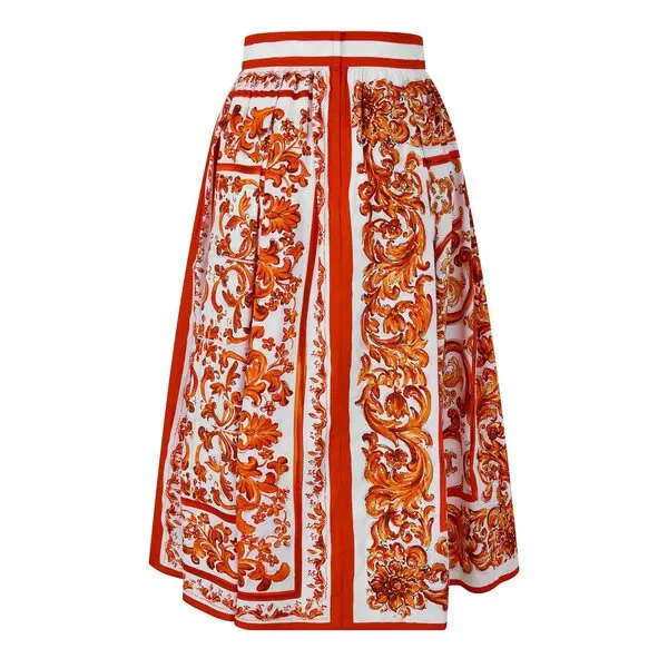 Dolce & Gabbana Printed Pleated Midi Skirt