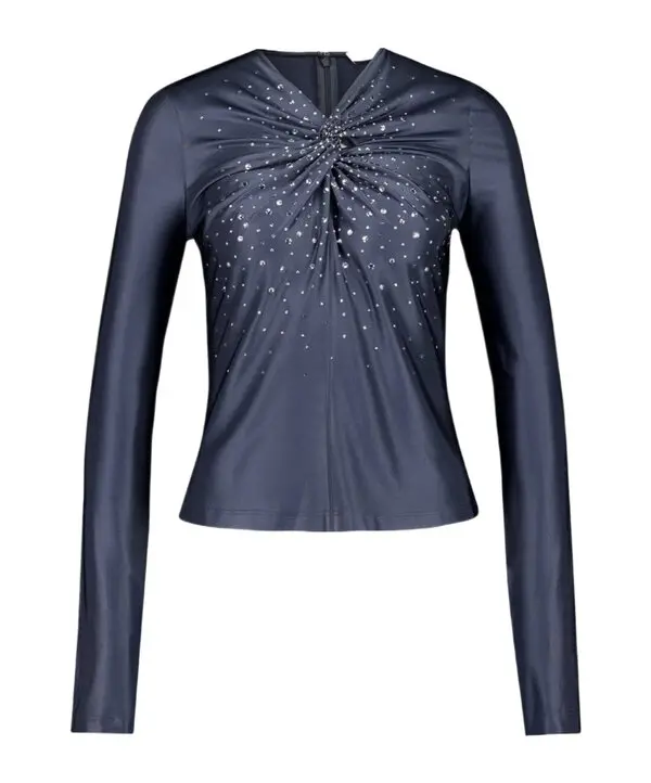 Rabanne Embellished Twist-front Top - Ardoise
