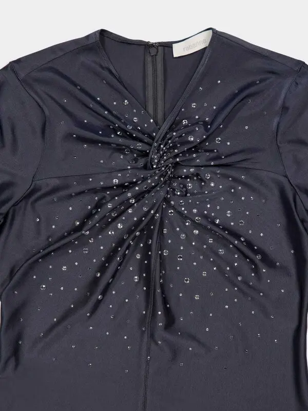 Rabanne Embellished Twist-front Top - Ardoise
